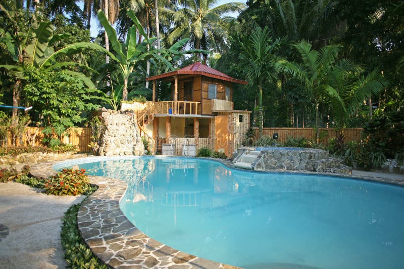 Romantic Pool Deep in the Jungle Stock Photo - Image of blue, romantic ...