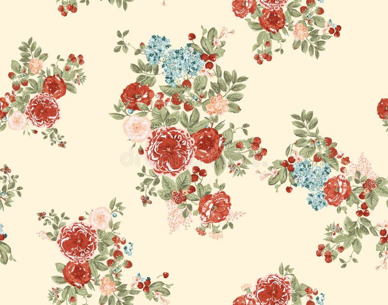 Romantic Print Pattern of David Austin Roses Stock Vector ...