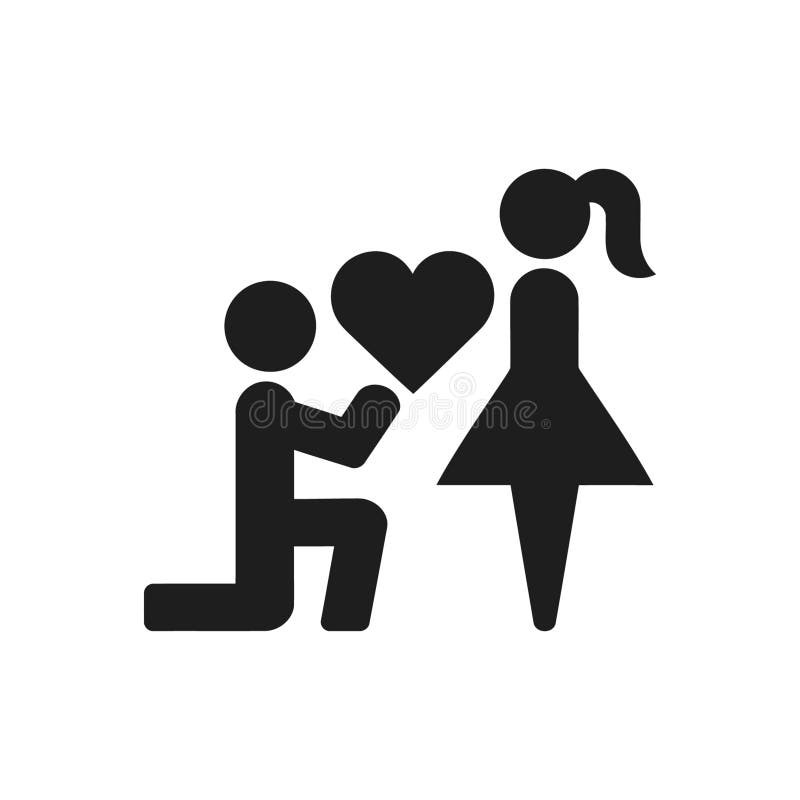 Romantic Proposal Couple Icon Stock Vector - Illustration of couple ...