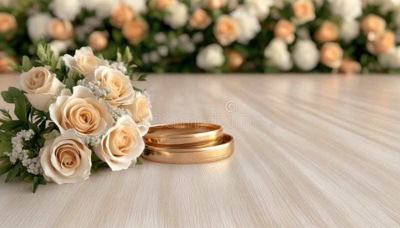 Romantic Proposal with Wedding Rings and Flowers a Symbol of Love ...
