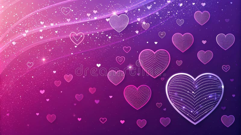 Romantic Purple and Pink Heart Pattern with Sparkling Stars Stock Image ...
