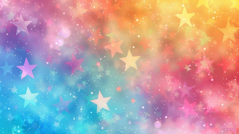Romantic Rainbow Star Patterns with Subtle Shimmer and Floating Effects ...