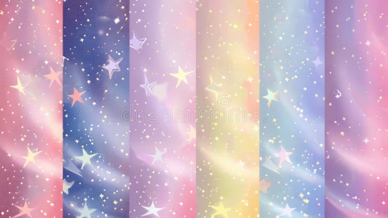 Romantic Rainbow Star Patterns with Subtle Shimmer and Floating Effects ...