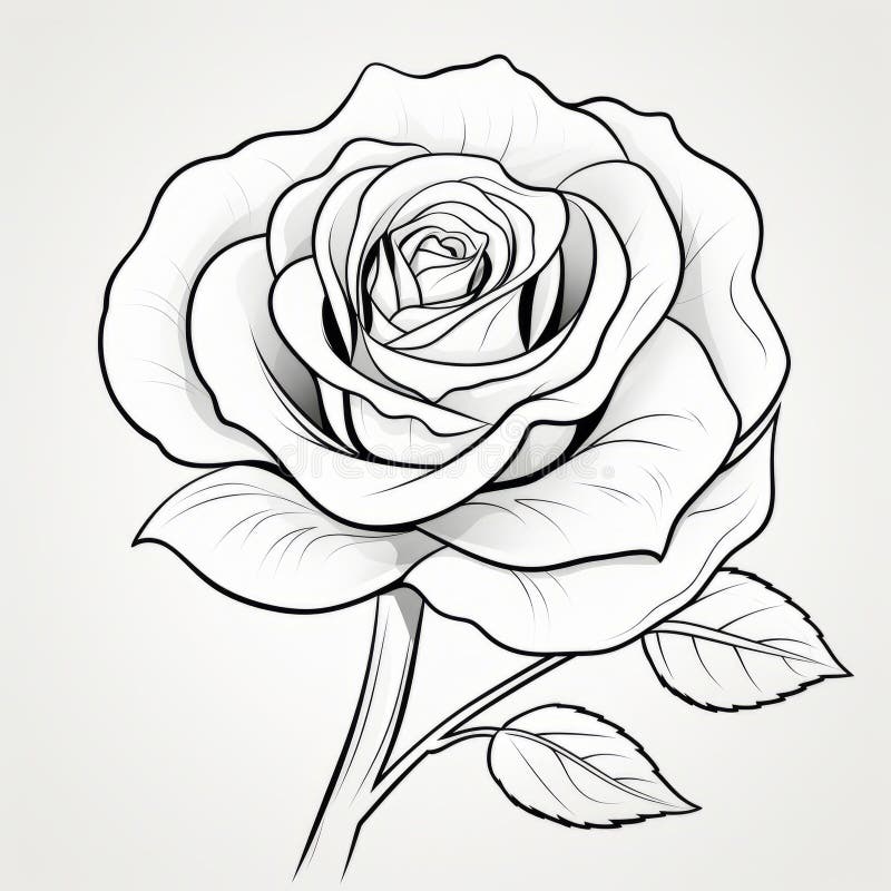 Romantic Realism: a Precise Draftsmanship of a Rose on a White ...