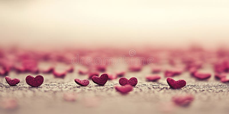 Romantic Red Glitter Hearts Scattered on Ground Valentine S Day ...