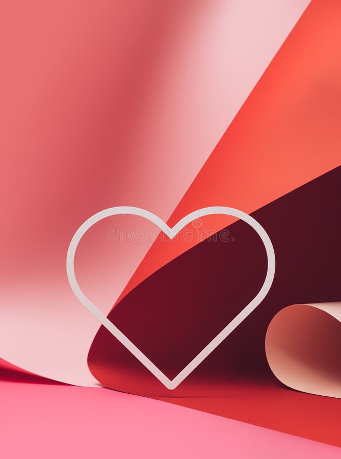 Romantic Red Gradient Background with Heart Frame Floating. Stock ...