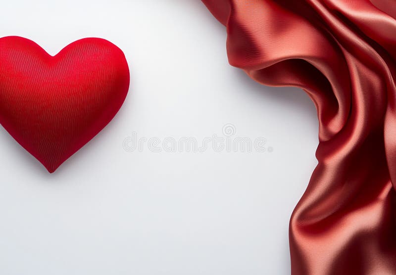Romantic Red Heart with Elegant Satin Fabric Drape High Quality Image ...