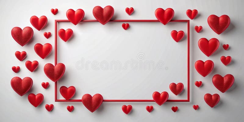 Romantic Red Hearts Frame with Copy Space for Message. Generative AI ...