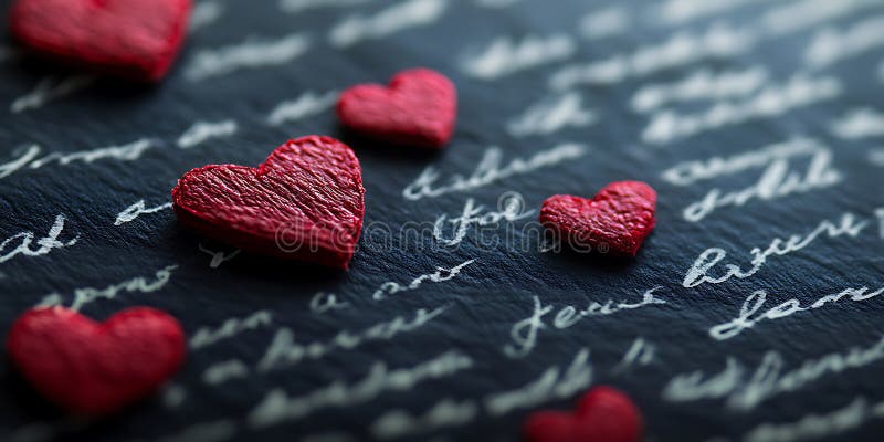 Romantic Red Hearts on Love Letter Background Valentines Day Image ...