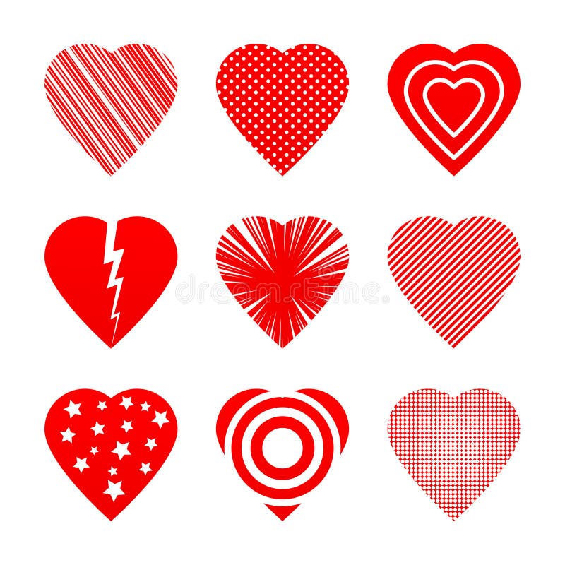 Romantic red hearts set stock vector. Illustration of light - 169114210