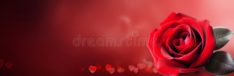Romantic Red Rose Banner with Space for Text Stock Illustration ...