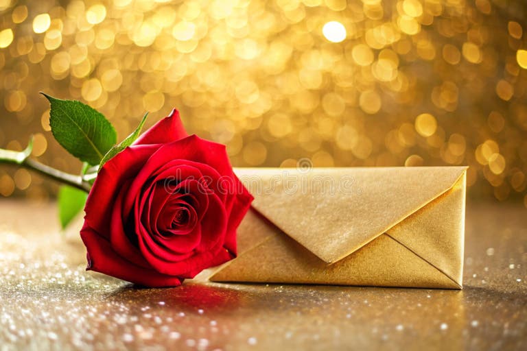 Romantic Red Rose and Envelope Stock Illustration - Illustration of ...