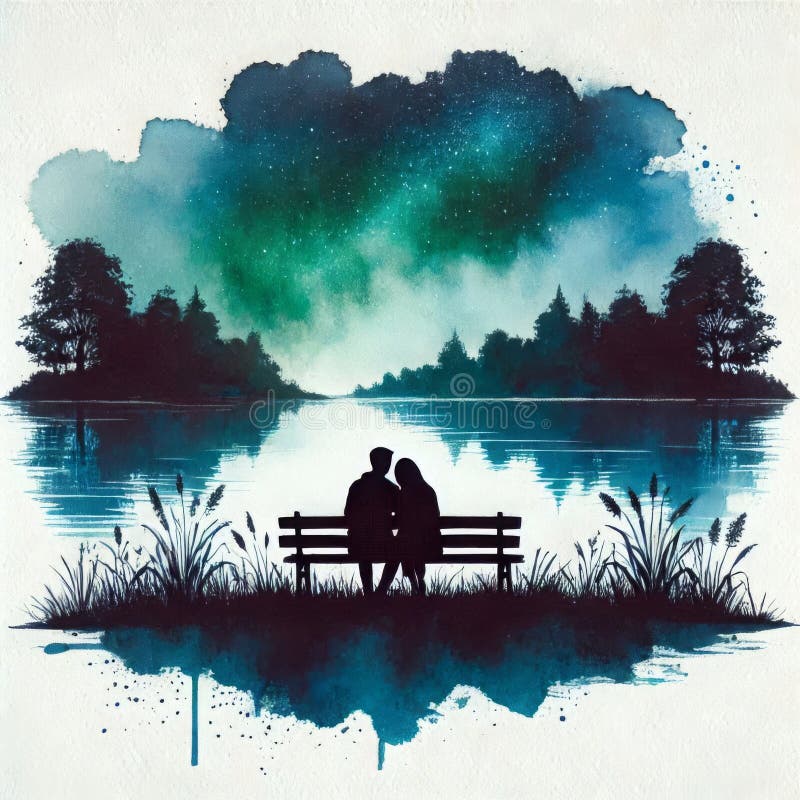 A Romantic Reflection of Love Stock Illustration - Illustration of ...