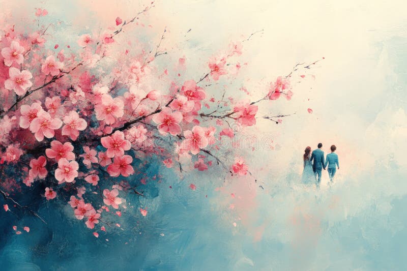 A Romantic Representation of Couples Enjoying the Beauty of Spring ...
