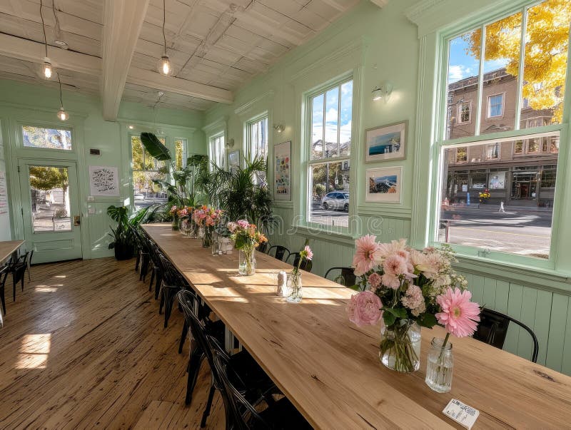 A Romantic Restaurant Interior Designed for Intimate Dining Stock Photo ...