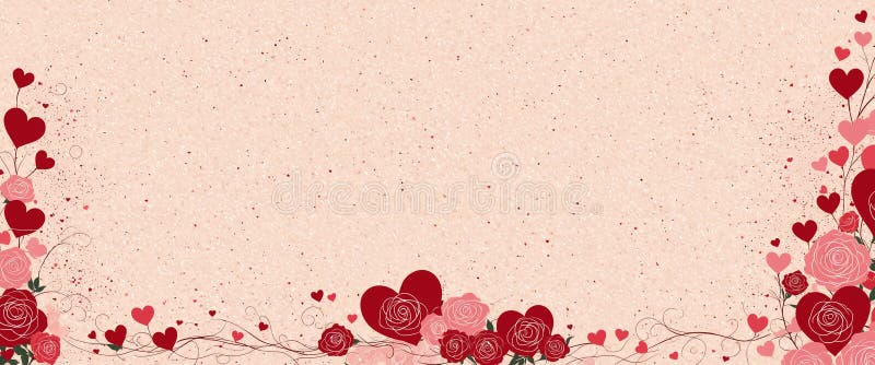 Romantic Rose and Heart Border Stock Illustration - Illustration of ...