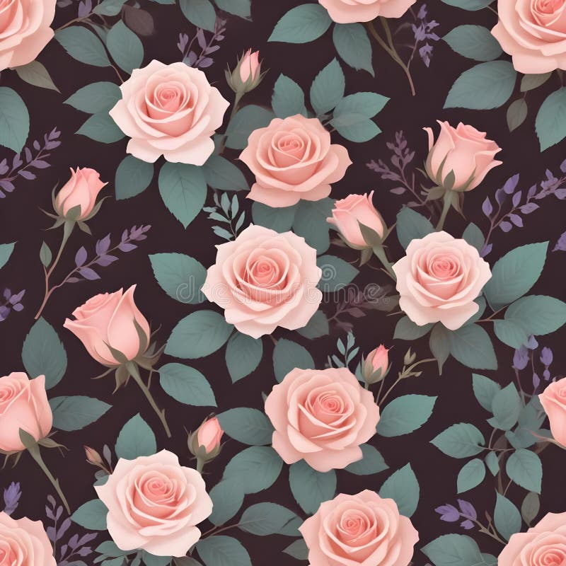 A Romantic Soft Pink Ross Pattern with Petals Stock Vector ...