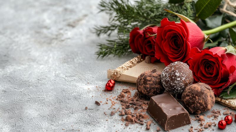 Romantic Roses and Chocolates Stock Illustration - Illustration of ...