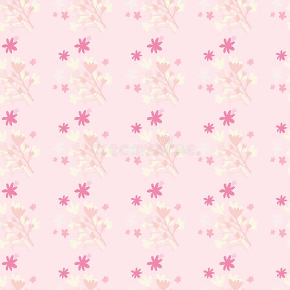 Romantic Rozy Seamless Floral Pattern with Branches and Daisy Elements ...