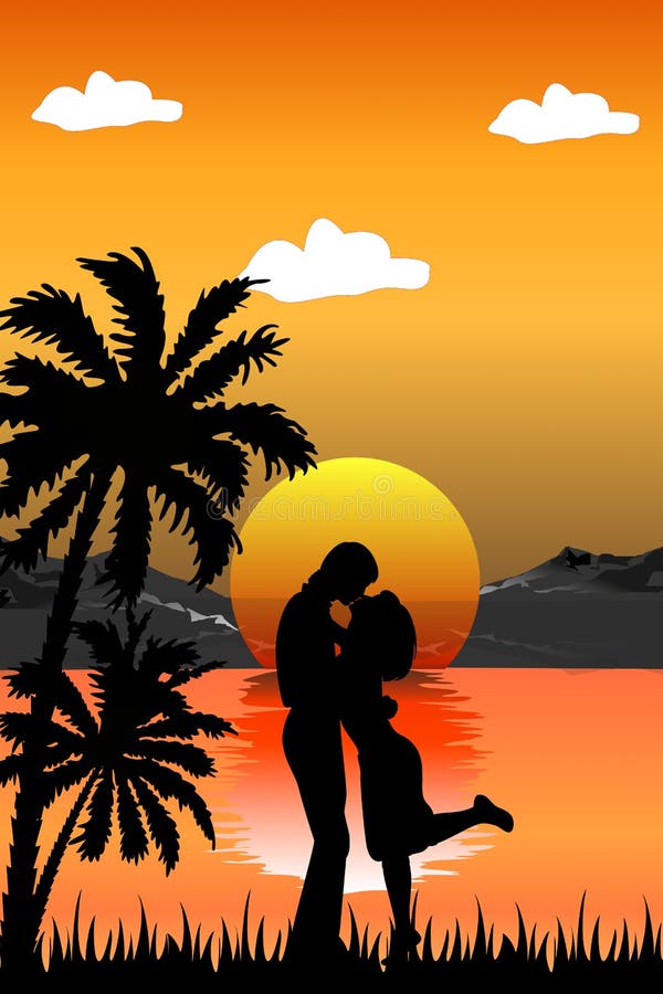 Romantic scene stock illustration. Illustration of sand - 30593586