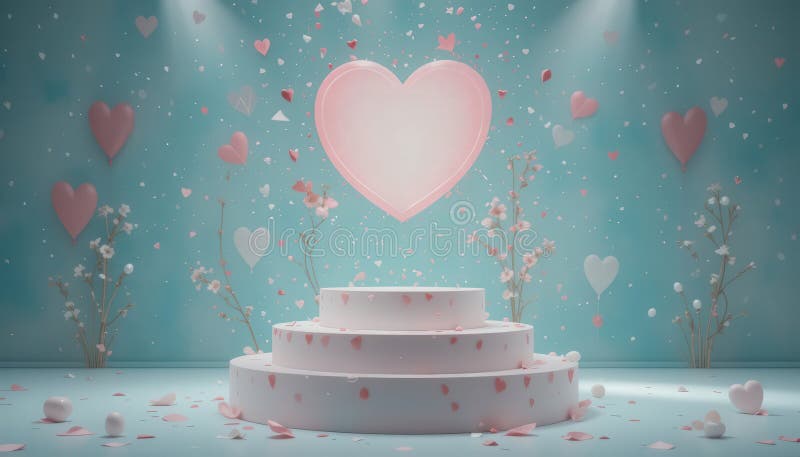 Romantic Scene Featuring Heart Shaped Display with Petals and ...