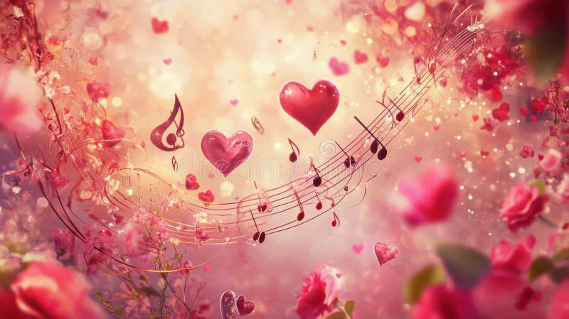 Romantic Scene Featuring Swirling Music Notes Intertwined Quality Pic ...