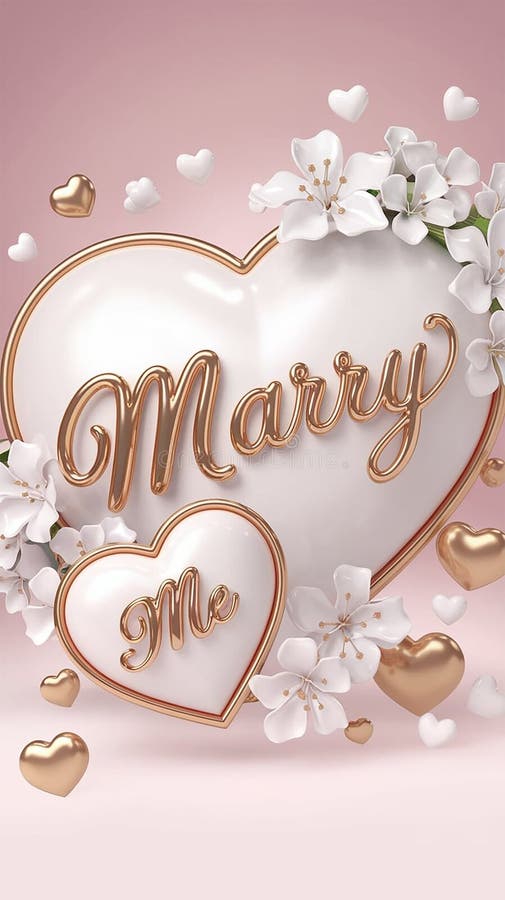 A Romantic Scene with a Large White Heart with Text "Marry Me" Stock ...