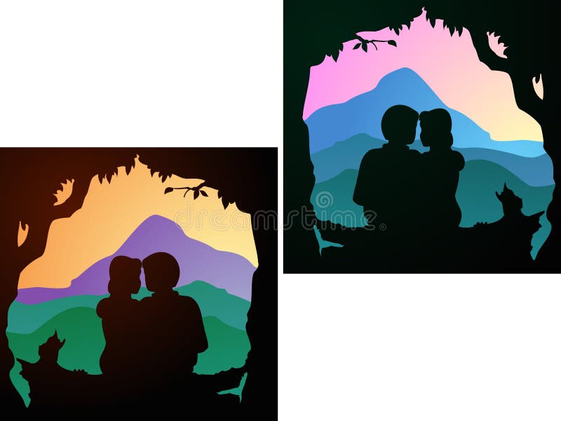 Romantic scene stock vector. Illustration of forest, romance - 64158015