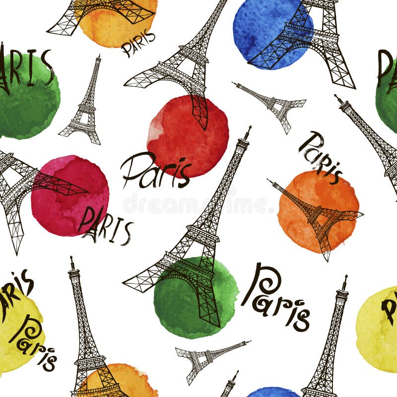 Romantic Seamless Eiffel Tower Paris Background Stock Vector ...
