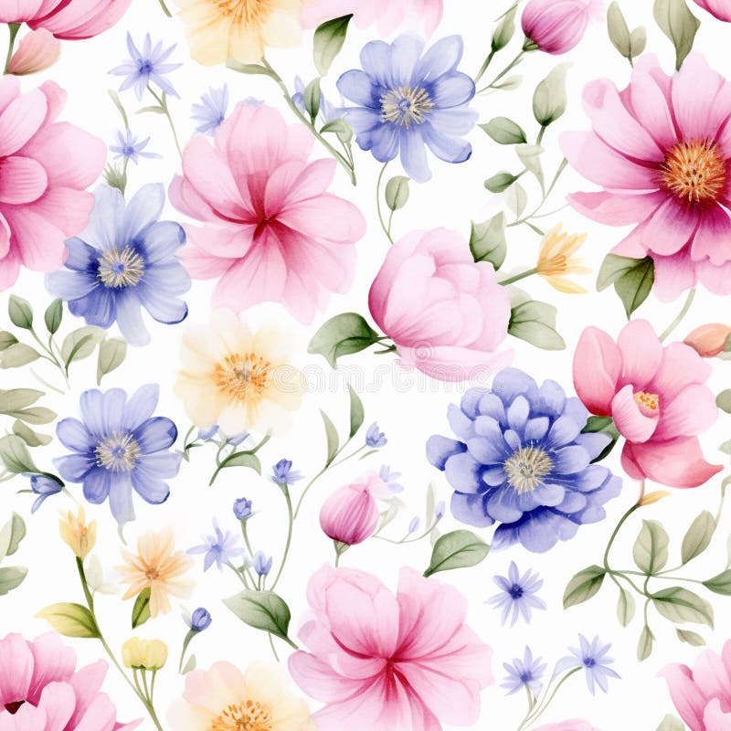 Romantic Seamless Floral Design Stock Illustration - Illustration of ...