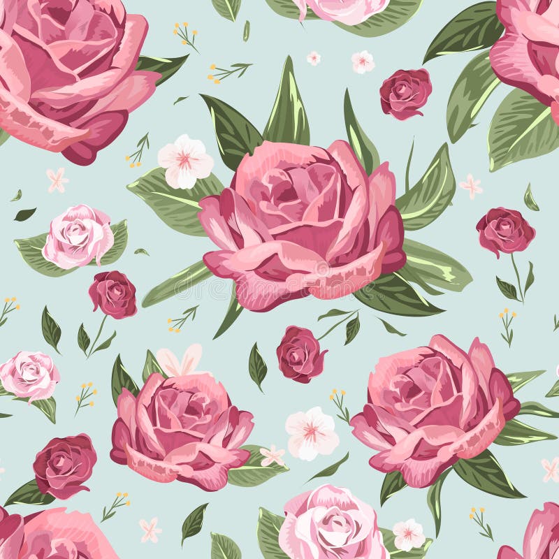 Romantic Seamless Floral Pattern Stock Illustration - Illustration of ...