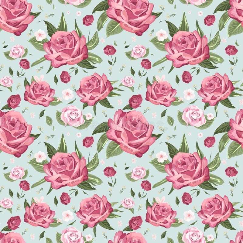 Romantic Seamless Floral Pattern Stock Illustration - Illustration of ...