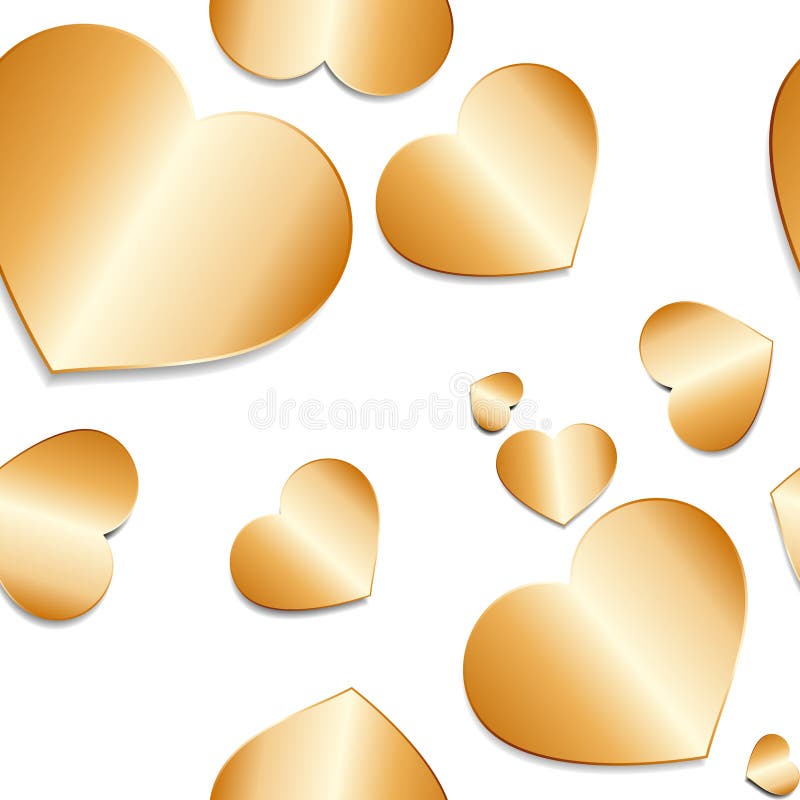 Romantic Seamless Pattern with Glossy Gold Hearts Stock Vector ...