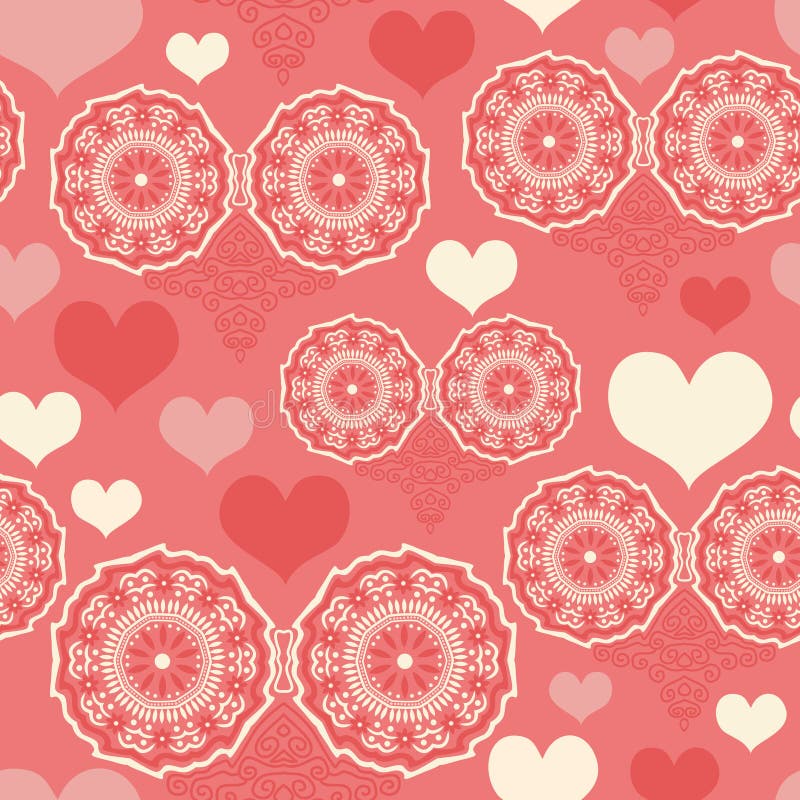 Romantic Seamless Pattern with Hearts Stock Vector - Illustration of ...
