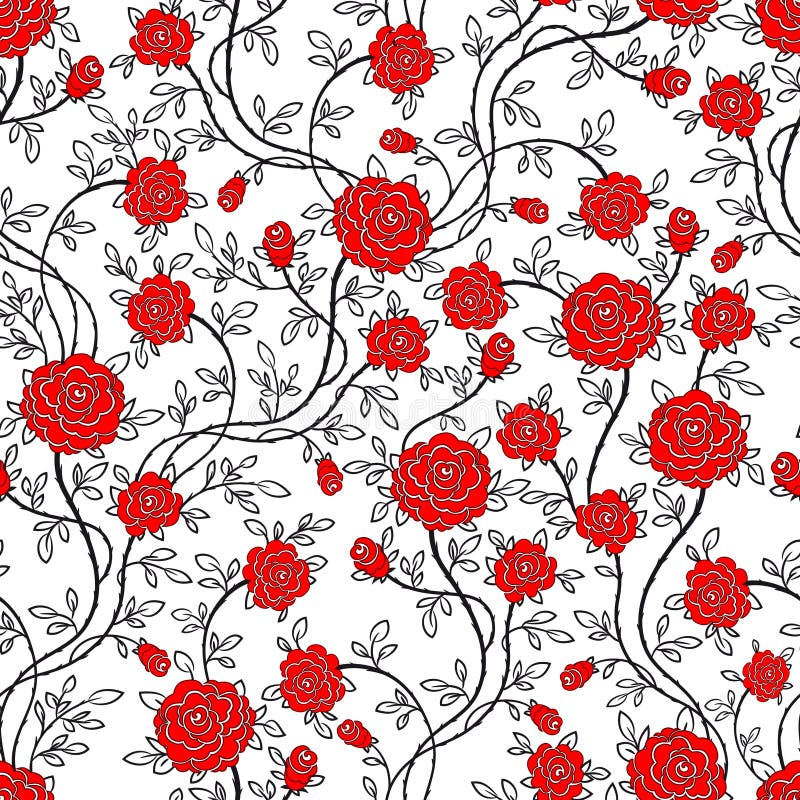 Romantic Seamless Rose Flower Pattern Stock Vector - Illustration of ...