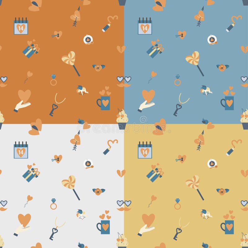 Romantic Seamless with the Symbols of Valentines Stock Vector ...