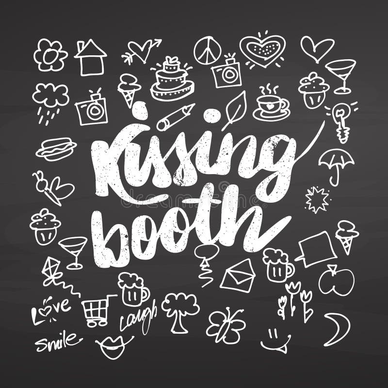 Romantic Set Of Doodles On Chalkboard Stock Vector Illustration Of