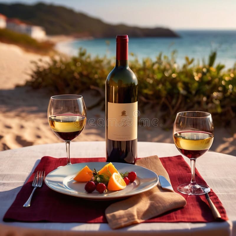 Romantic Set Table for Two Dinner at Sunset on Tropical Beach Stock ...