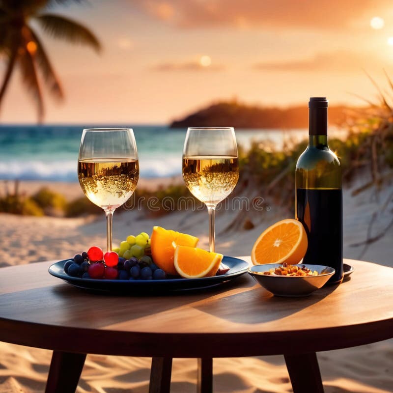 Romantic Set Table for Two Dinner at Sunset on Tropical Beach Stock ...