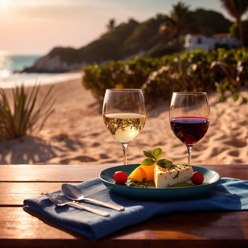 Romantic Set Table for Two Dinner at Sunset on Tropical Beach Stock ...
