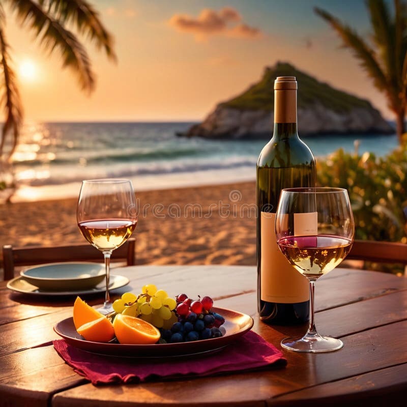 Romantic Set Table for Two Dinner at Sunset on Tropical Beach Stock ...