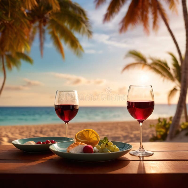 Romantic Set Table for Two Dinner at Sunset on Tropical Beach Stock ...