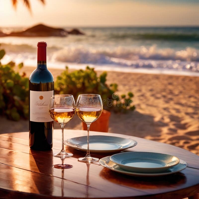 Romantic Set Table for Two Dinner at Sunset on Tropical Beach Stock ...