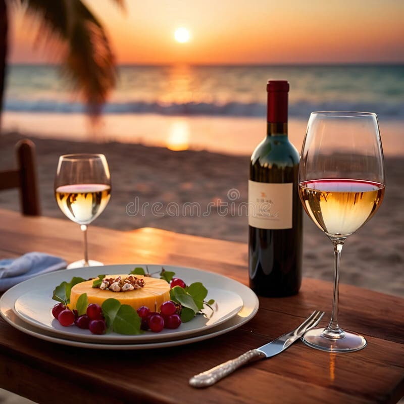 Romantic Set Table for Two Dinner at Sunset on Tropical Beach Stock ...