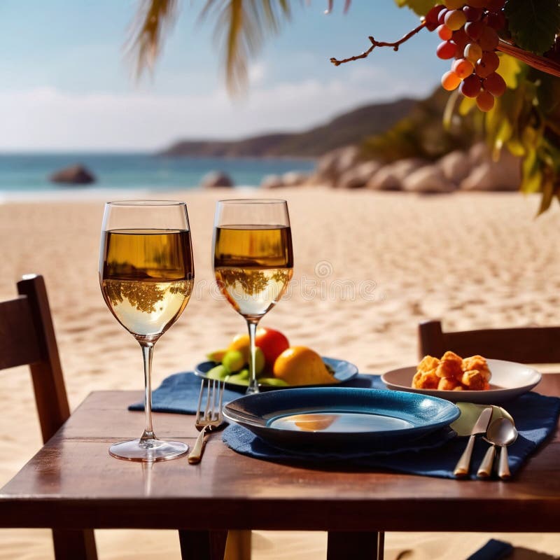 Romantic Set Table for Two Dinner at Sunset on Tropical Beach Stock ...