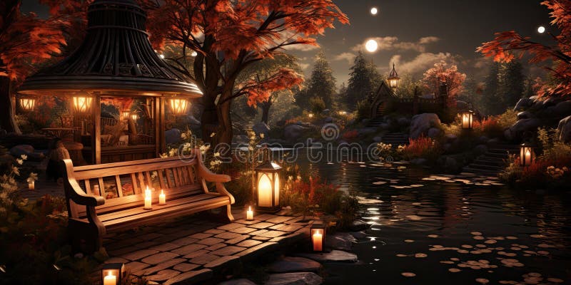 Romantic Set Up Dinner Set at Night with Candle. Stock Photo - Image of ...