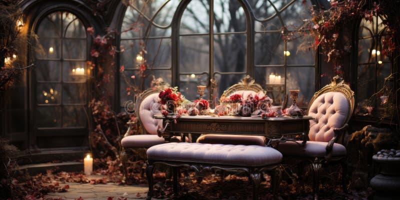 Romantic Set Up Dinner Set at Night with Candle. Stock Photo - Image of ...