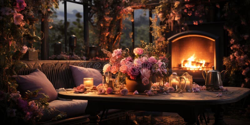 Romantic Set Up Dinner Set at Night with Candle. Stock Image - Image of ...