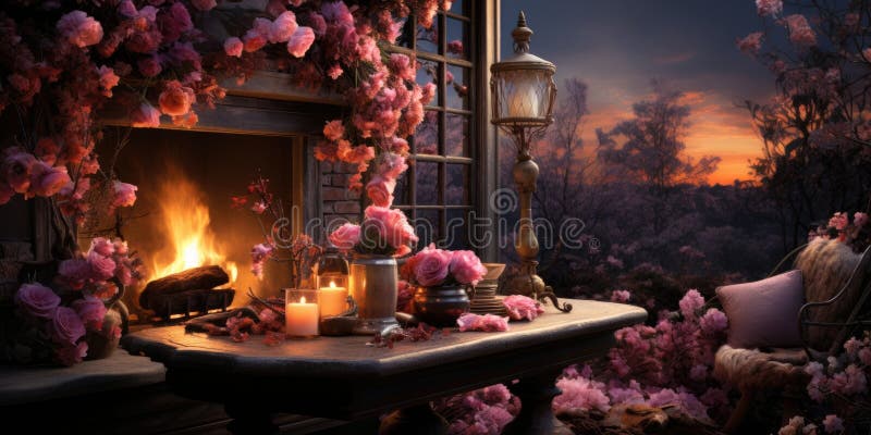 Romantic Set Up Dinner Set at Night with Candle. Stock Image - Image of ...