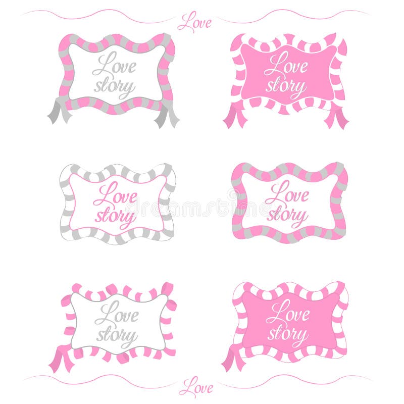 Romantic Set. Vector Frames. Love Story Text Stock Vector ...